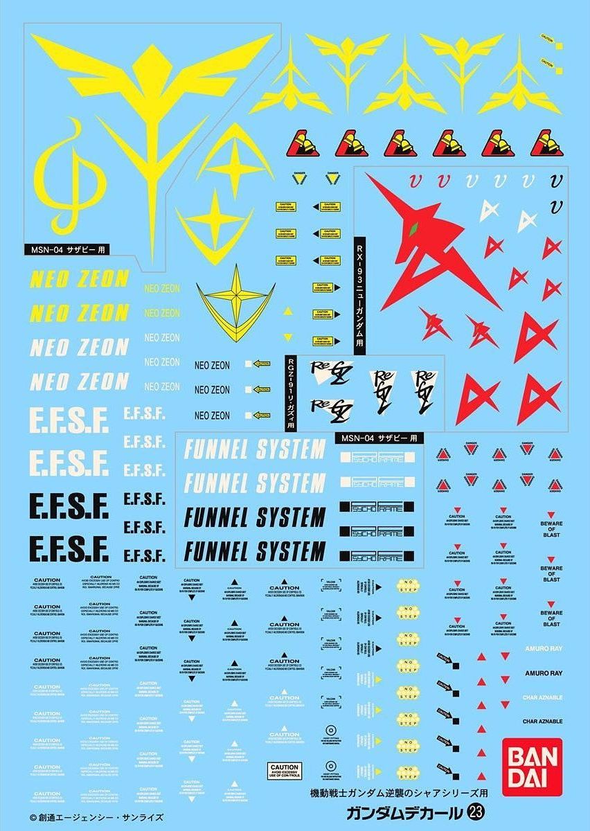 Gundam Decal GD-23 MG Char's Counterattack Series Decal: Kikatek UK